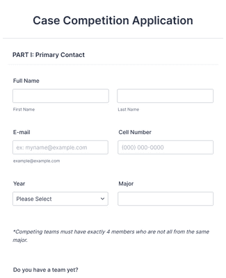 Case Competition Application Form Template | Jotform