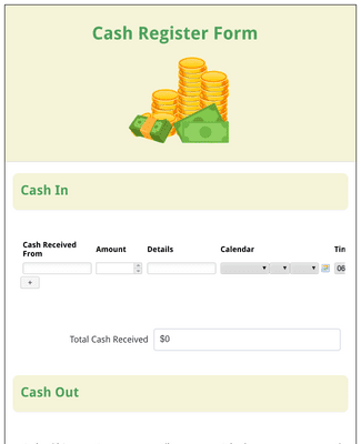 Cash Register Form Template | JotForm
