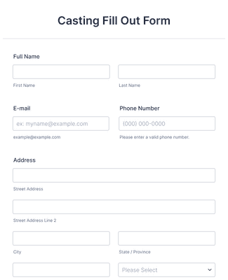 Casting Fill-Out Form Template | Jotform