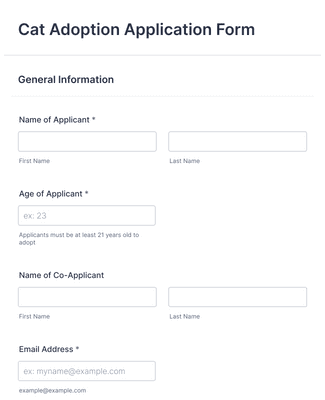 Cat Adoption Application Form Template | Jotform
