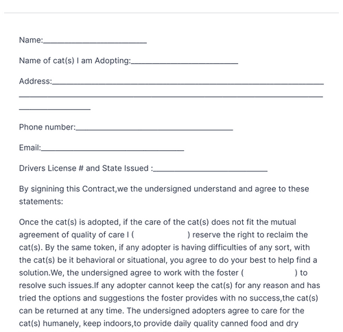 Cat Adoption Contract For Form Template | Jotform