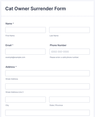 Cat Owner Surrender Form Template | Jotform