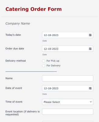 Catering Order Form Template | Jotform