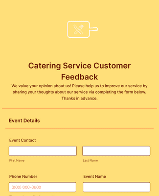 Catering Service Customer Feedback Form Template | Jotform