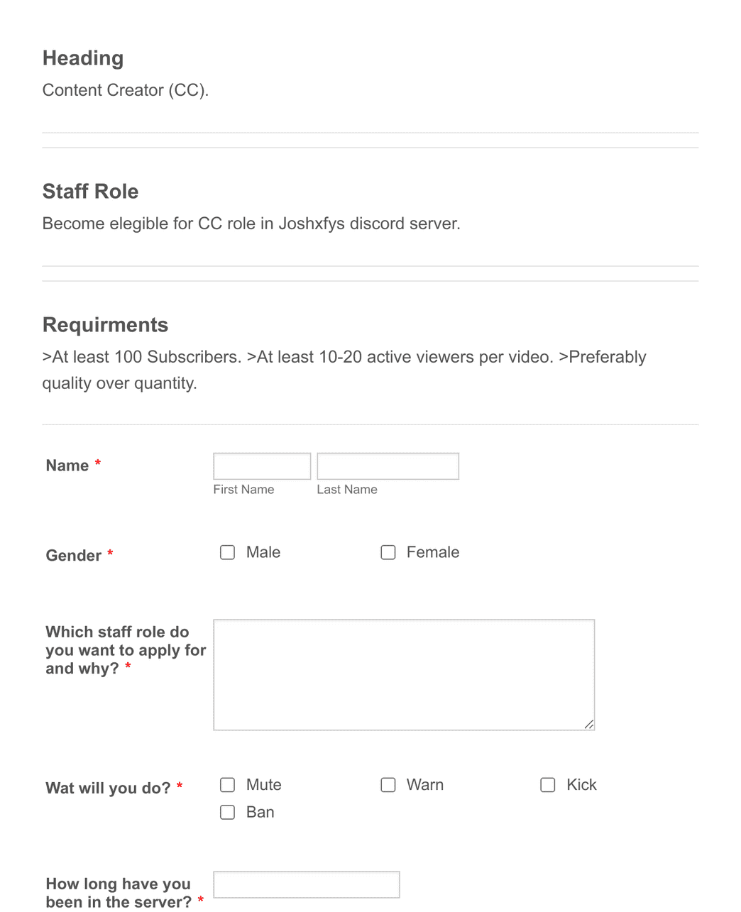 CC Application Form Template | Jotform