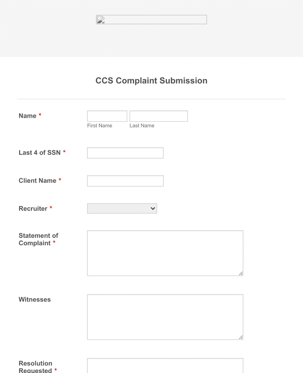CCS Complaint Submission Form Template | Jotform