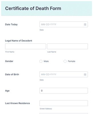 Certificate of Death Form Template | Jotform