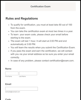 Certification Exam Form Template | Jotform