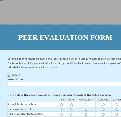 CES Peer Evaluation Form Template | Jotform
