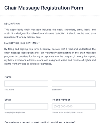 Chair Massage Registration Form Template | Jotform