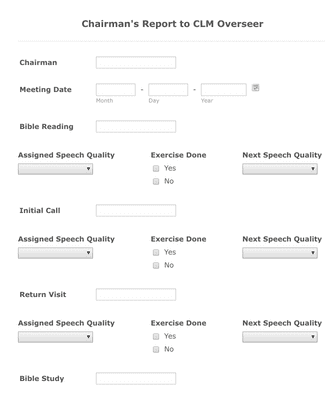 Chairman's Report to CLM Overseer Form Template | Jotform