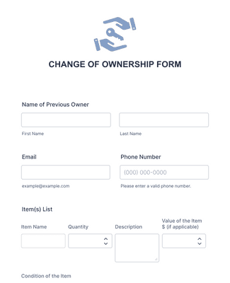 Change Of Ownership Form Template | Jotform