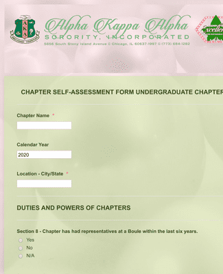 Chapter Self-Assessment Form - Undergraduate Chapter Form Template ...