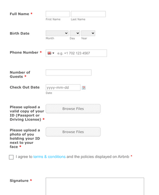 Check-In Form - Airbnb Form Template | Jotform
