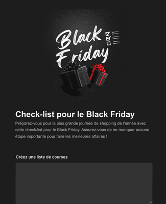 Check-list pour le Black Friday Modèle du formulaire | Jotform