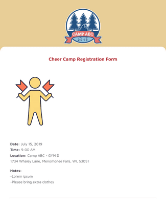 Cheer Camp Registration Form Template | Jotform