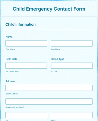 Child Emergency Contact Form Template | Jotform