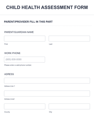 Child Health Assessment Form Template | Jotform