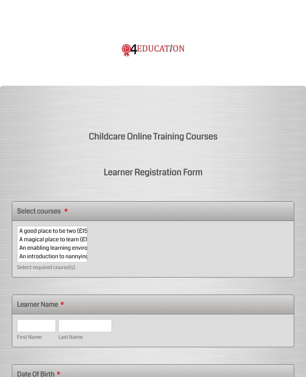 Childcare Training Course Registration Form Template | Jotform