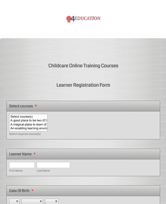 Childcare Training Course Registration Form Template | Jotform