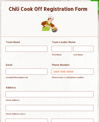 Chili Cook Off Registration Form Template | Jotform