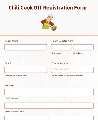 Chili Cook Off Registration Form Template | Jotform