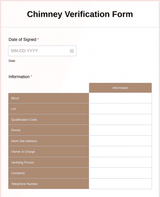 Chimney Verification Form Template | Jotform