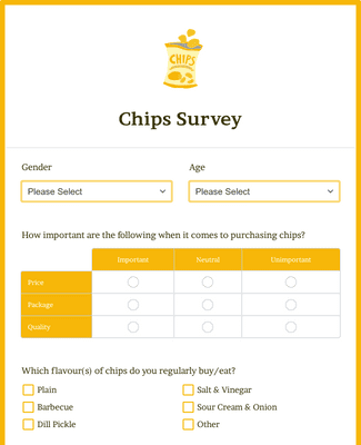 Chips Survey Form Template | Jotform