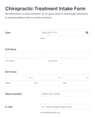 Chiropractic Treatment Intake Form Template | Jotform