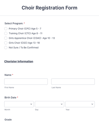 Choir Registration Form Template | Jotform