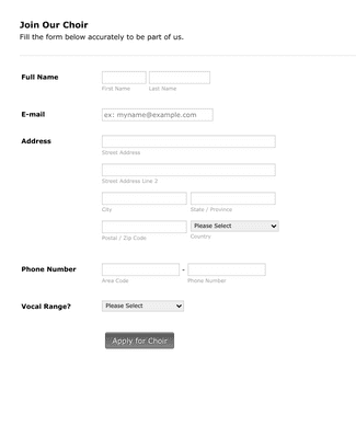 Choir Signup Form Template | Jotform
