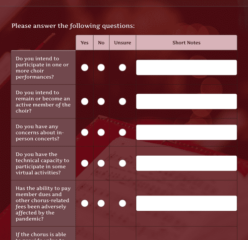 Choir Survey Form Template | Jotform