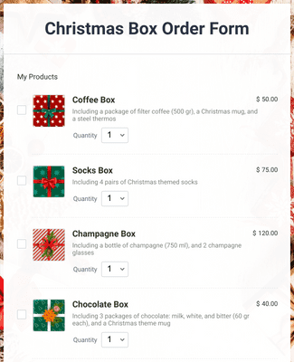 Christmas Box Order Form Template | Jotform