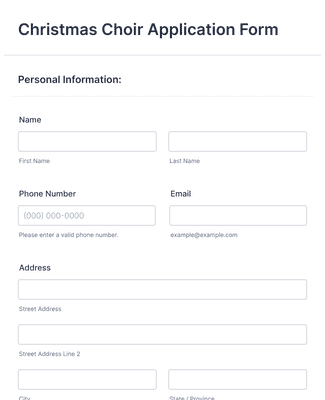Christmas Choir Application Form Template | Jotform