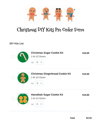 Christmas DIY Kits Pre Order Form Template | Jotform