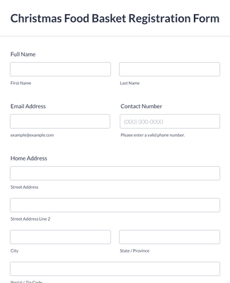 Christmas Food Basket Registration Form Template | Jotform
