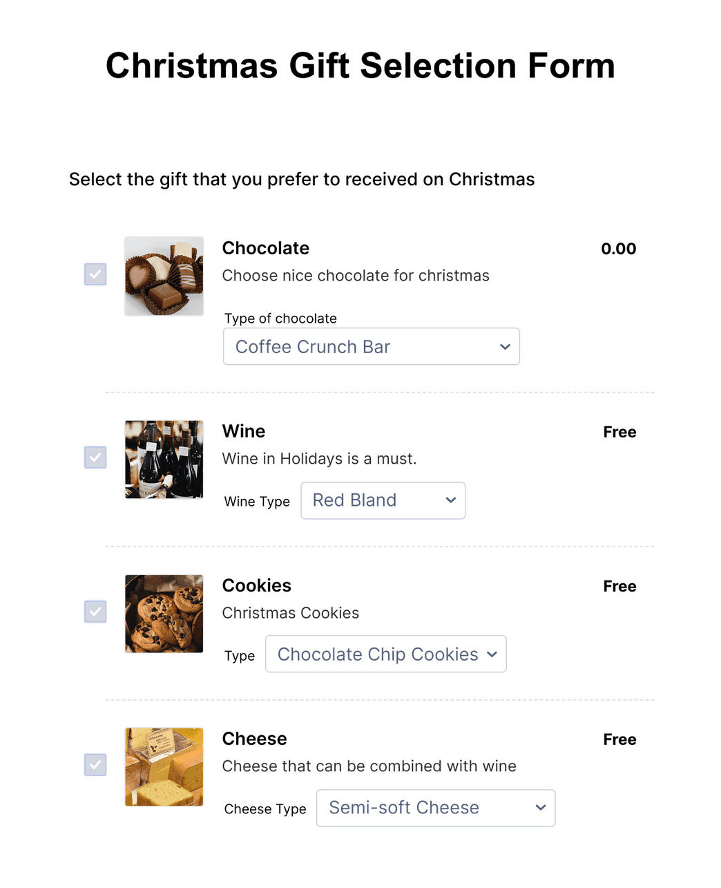 Christmas Gift Selection Form Template | Jotform