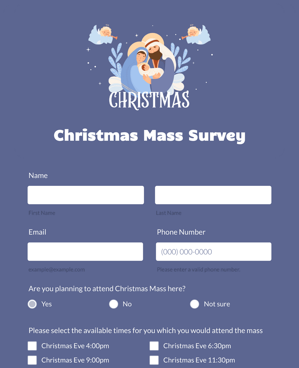 Christmas Mass Survey Form Template | Jotform
