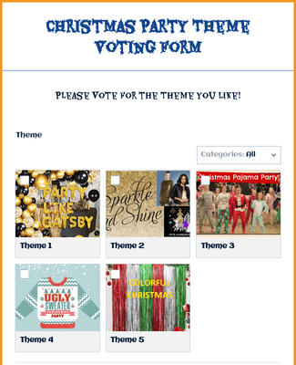 Christmas Party Theme Voting Form Template | Jotform