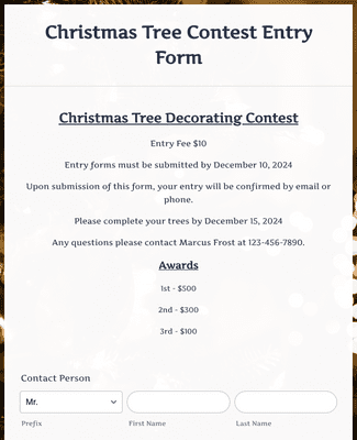 Christmas Tree Contest Entry Form Template | Jotform