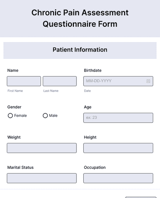 Chronic Pain Assessment Questionnaire Form Template | Jotform