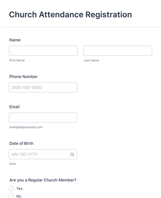 Church Attendance Registration Form Template | Jotform