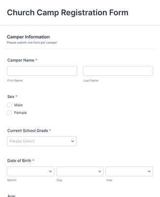 Church Camp Registration Form Template | Jotform