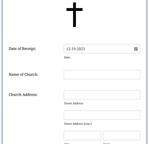 Church Donation Receipt Form Template | Jotform