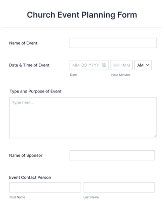 Church Event Planning Form Template | Jotform