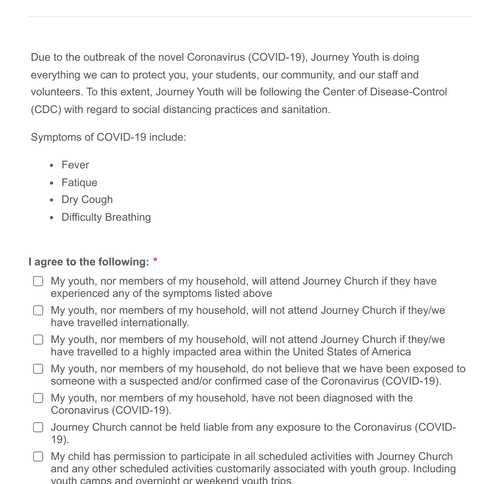 Church Liability Release Waiver Form Template | Jotform