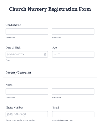 Church Nursery Registration Form Template | Jotform