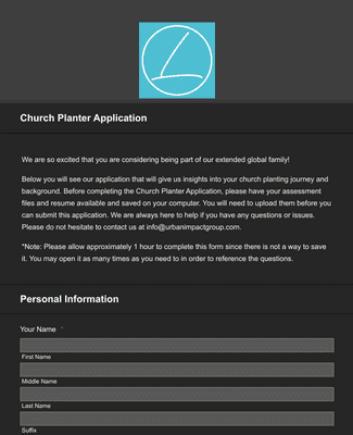 Church Planter Application Form Template | Jotform