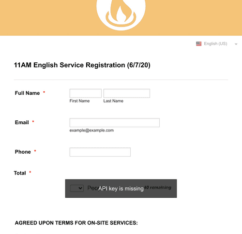 Church Service Registration Form Template | Jotform