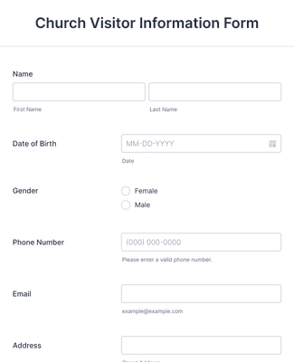Church Visitor Information Form Template | Jotform